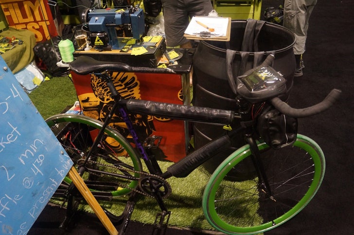 Green Guru builds Interbike wallets with pedal-powered sewing machine ...