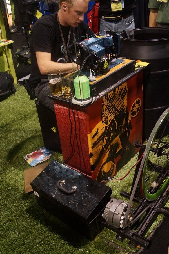 Green Guru builds Interbike wallets with pedal-powered sewing machine ...