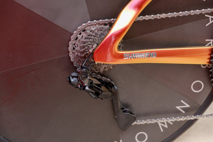 Check out the monster chainring on Josh Tarling's Pinarello TT bike