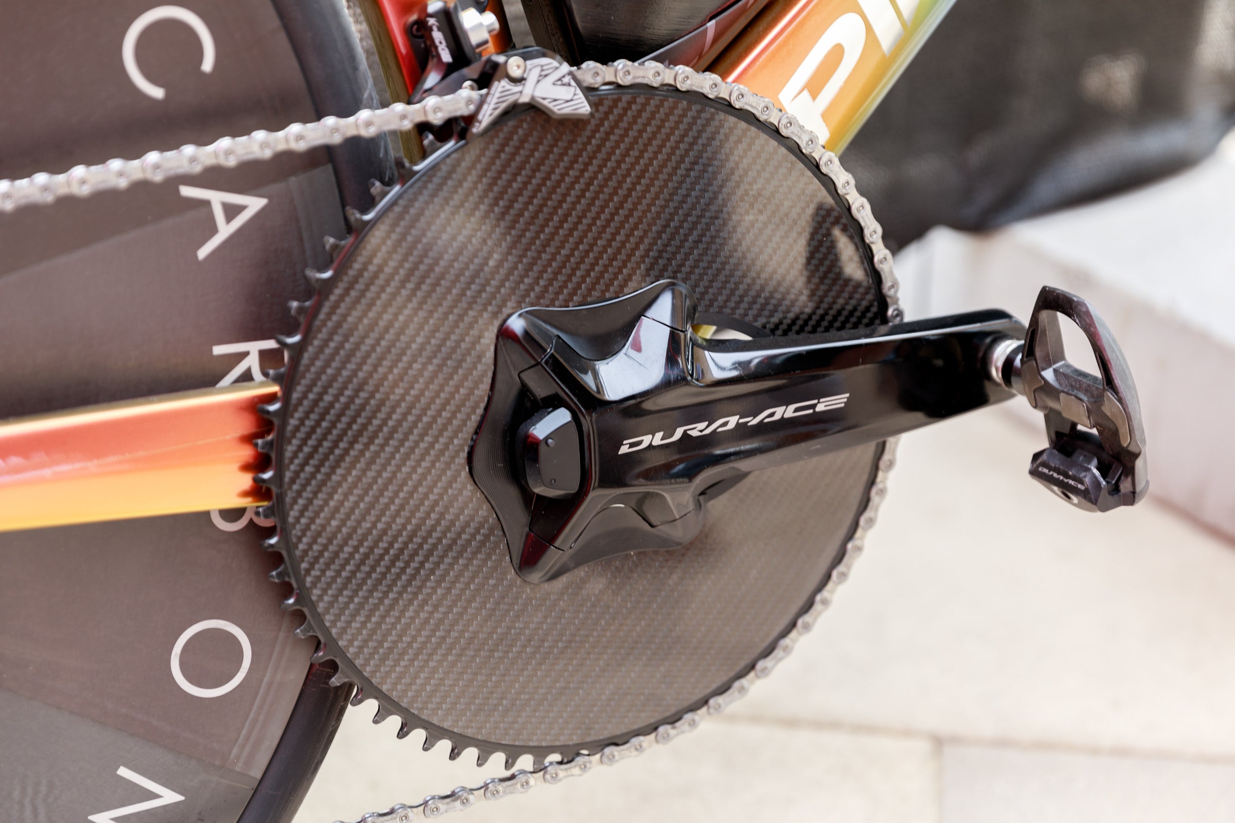 Check out the monster chainring on Josh Tarling's Pinarello TT bike