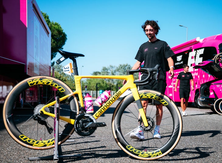 Ben Healy's yellow Cannondale celebrates his Tour de France lead - Velo